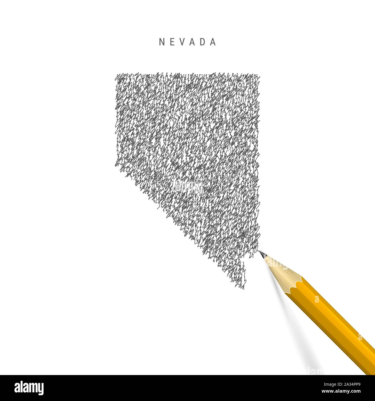 Nevada sketch scribble map isolated on white background. Hand drawn vector map of Nevada ...