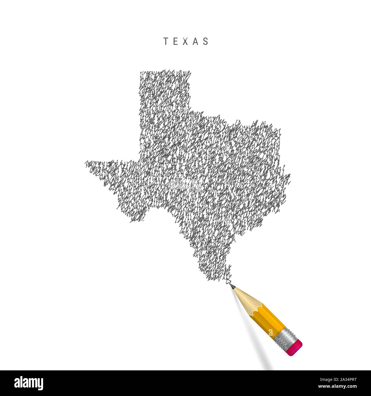 Texas sketch scribble map isolated on white background. Hand drawn ...