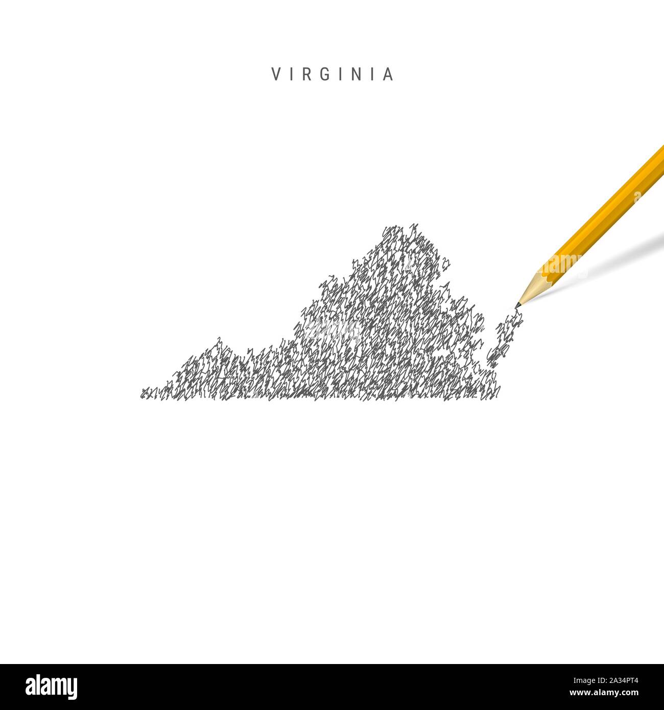 Virginia sketch scribble map isolated on white background. Hand drawn vector map of Virginia ...