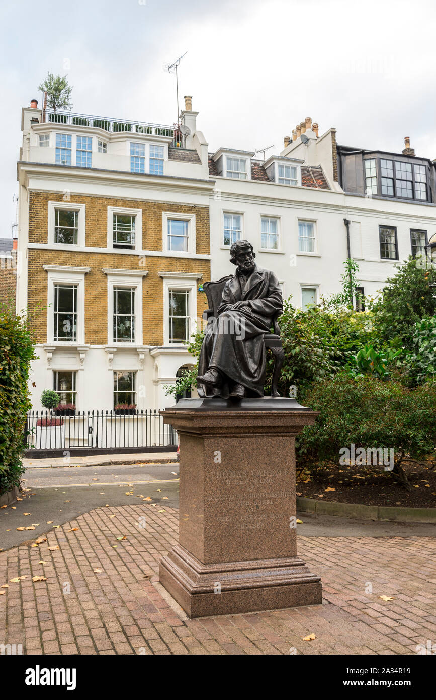A statue of Thomas Carlyle, Scottish mathematician erected in Chelsea ...