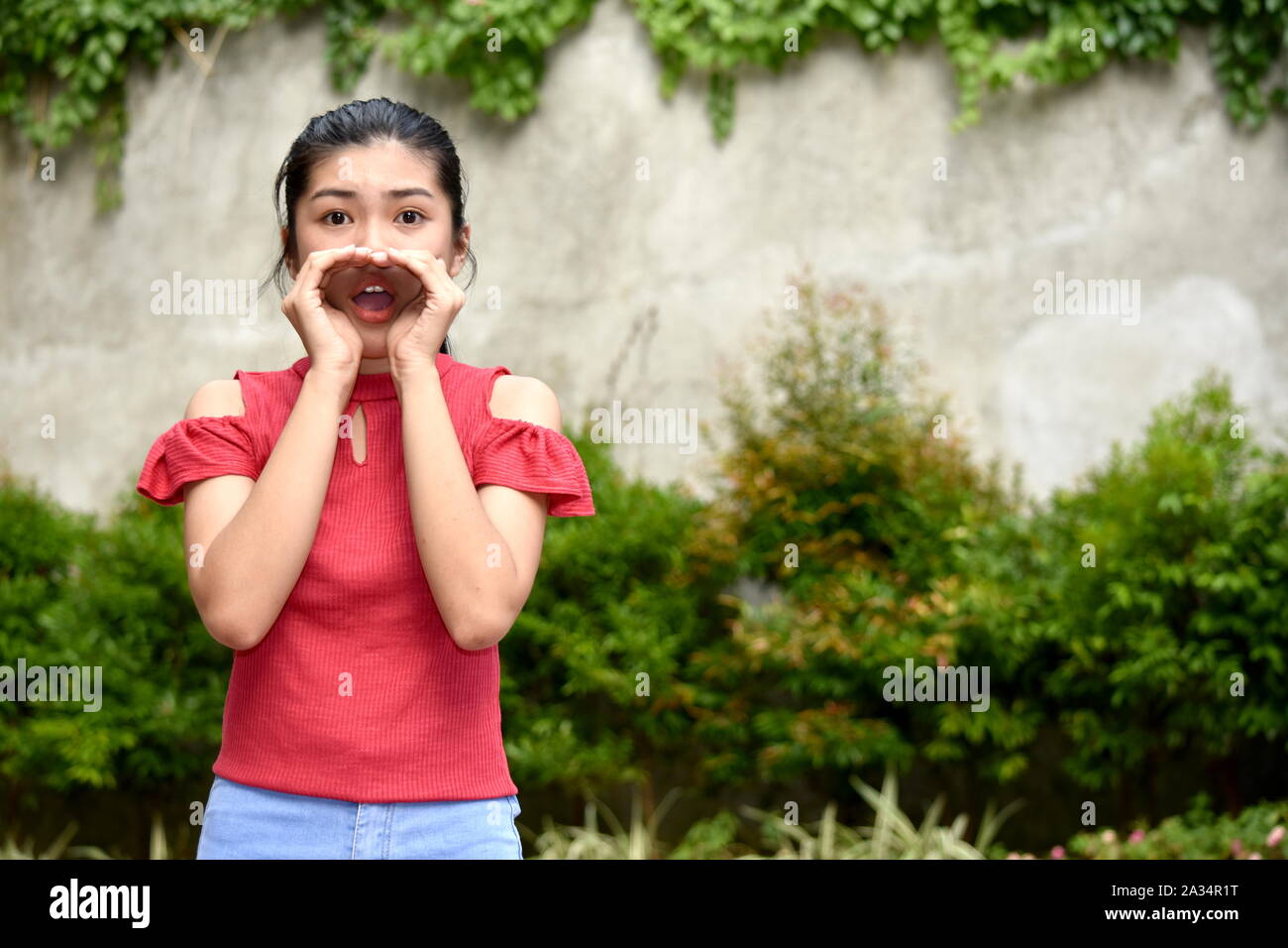 An A Filipina Female Shouting Stock Photo - Alamy