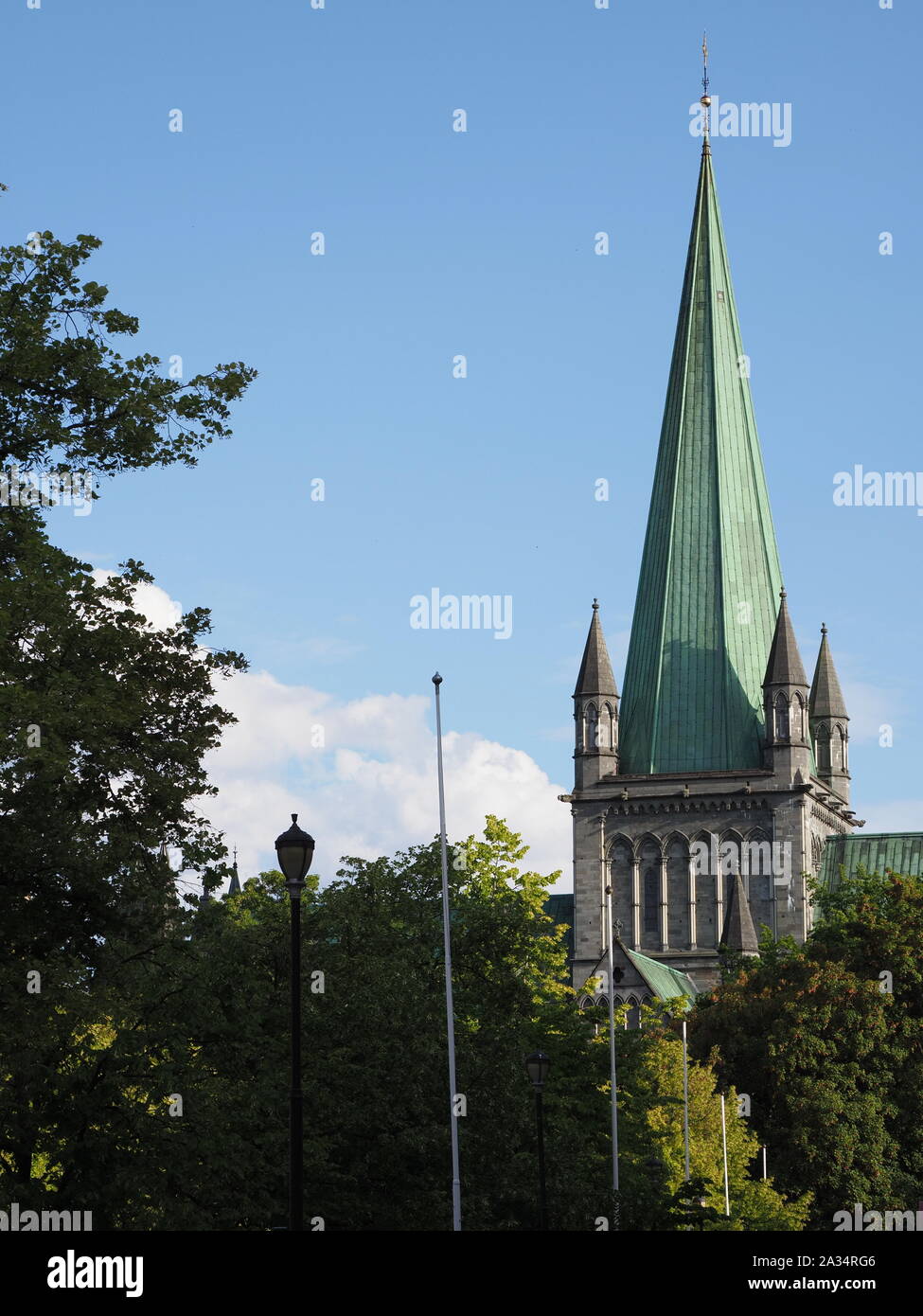 Tower of Nidaros Cathedral dedicated to King Olav II in european city ...