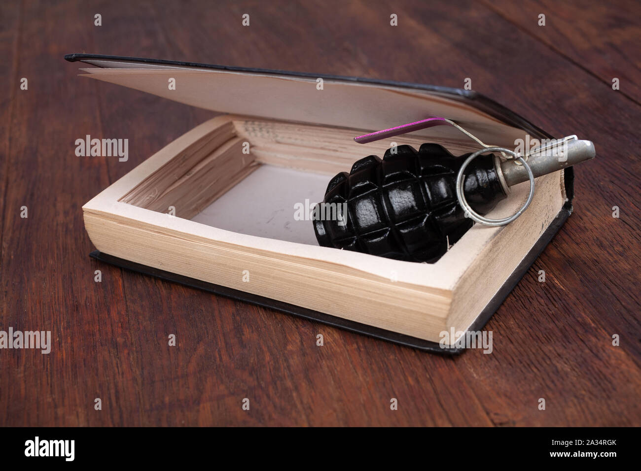 Gun hidden in book hi-res stock photography and images - Alamy