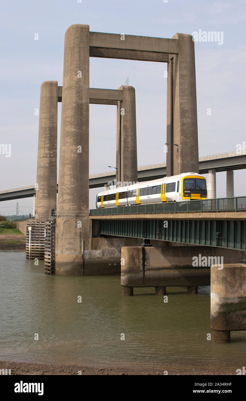 A class 466 electric multiple unit number 466036 crossing the ...