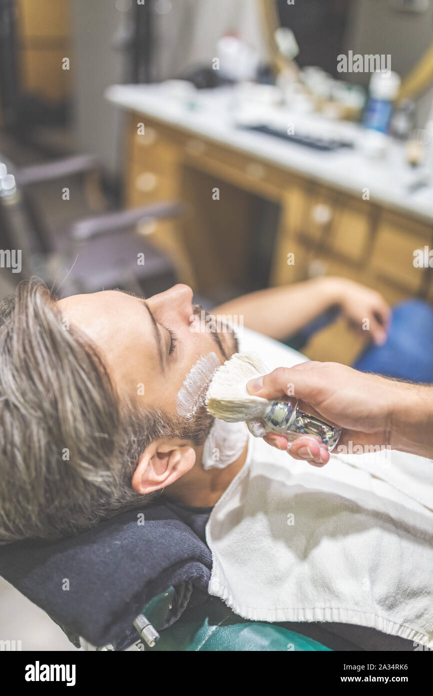 Retro Shaving Foam In Barber High Resolution Stock Photography and ...