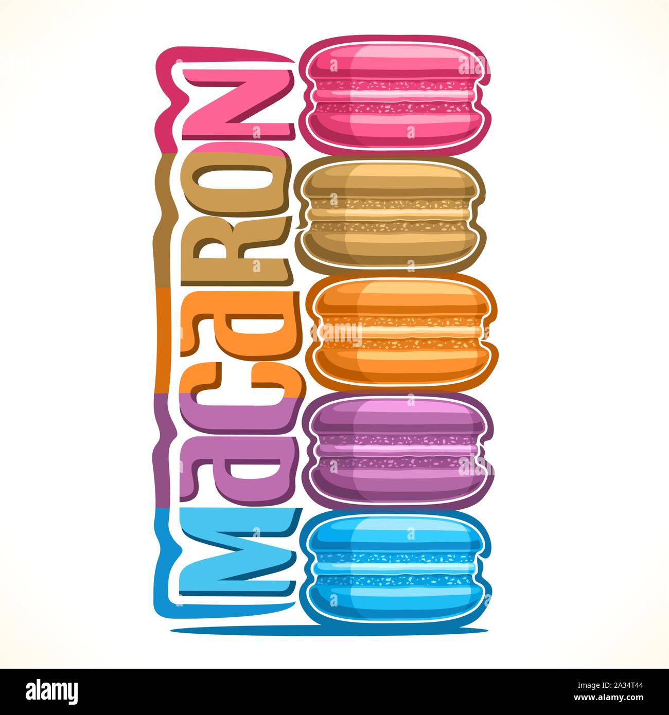 Vector logo for Macaron, illustration of stack colorful macaroons for ...