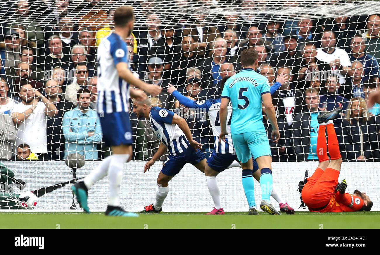 Tottenham hotspur goalkeeper hugo lloris lies injured hi-res stock ...