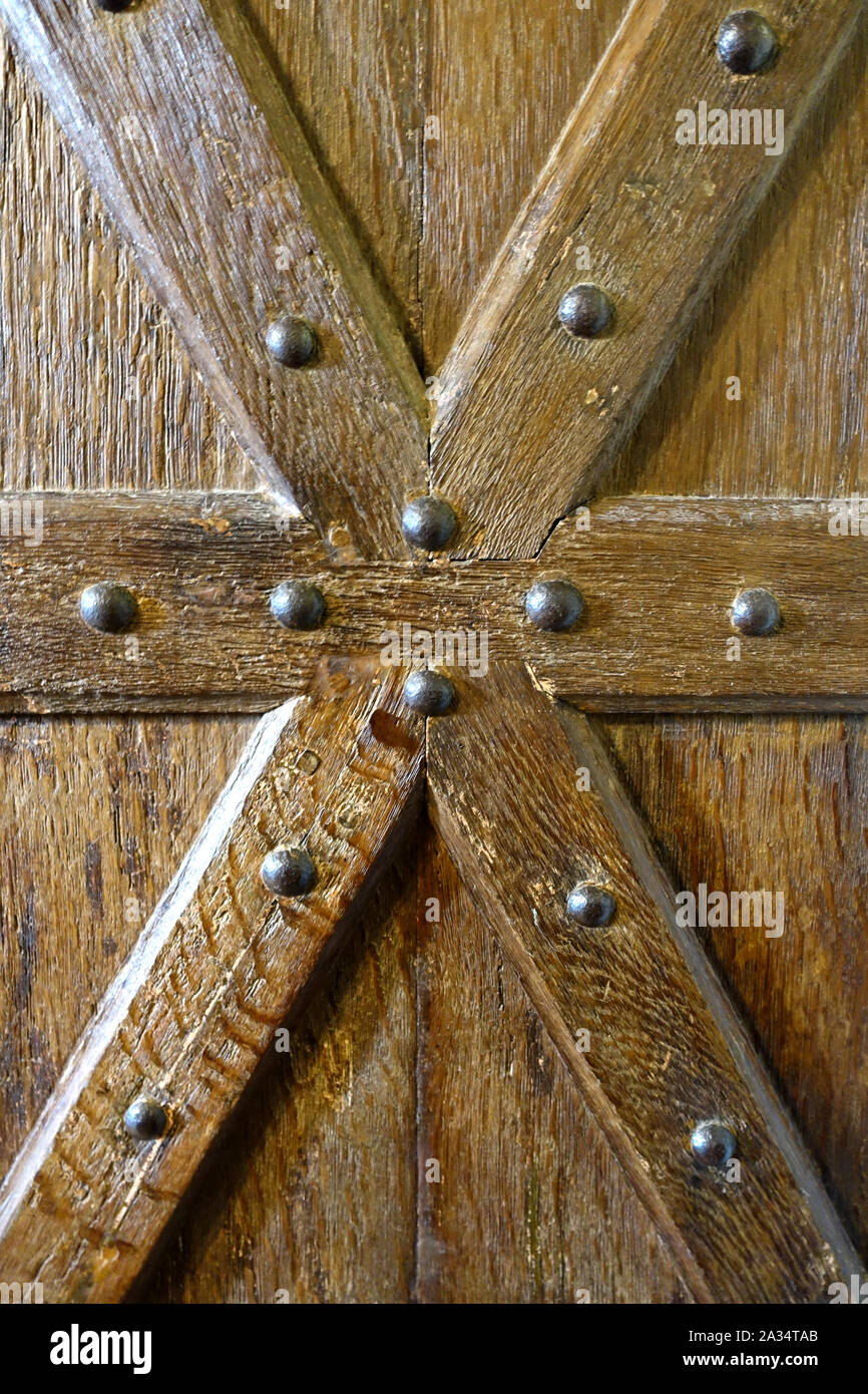 Wooden beams bolted to door to make star shape Stock Photo - Alamy