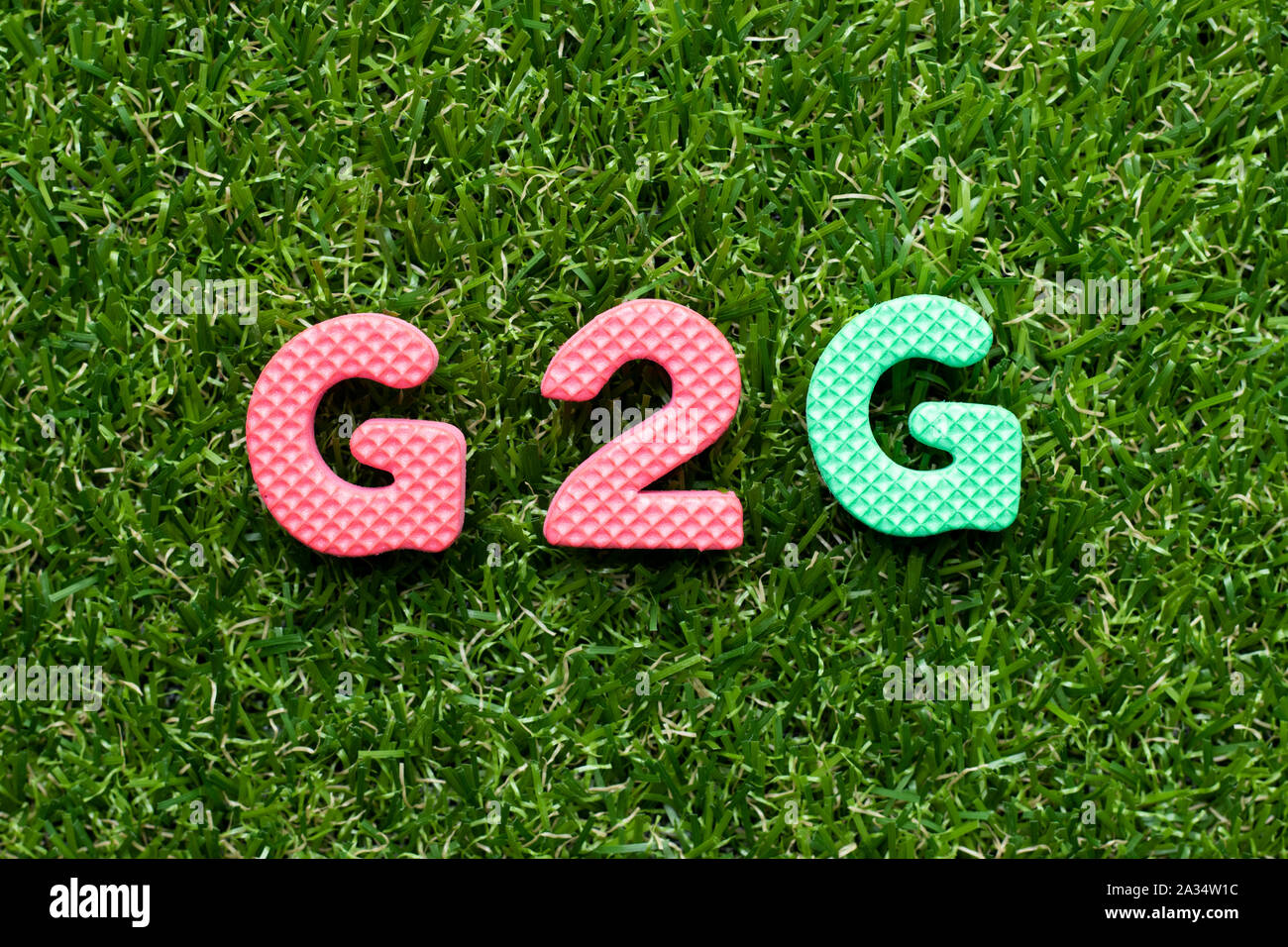 Toy foam letter in word G2G (abbreviation of Government to government ...