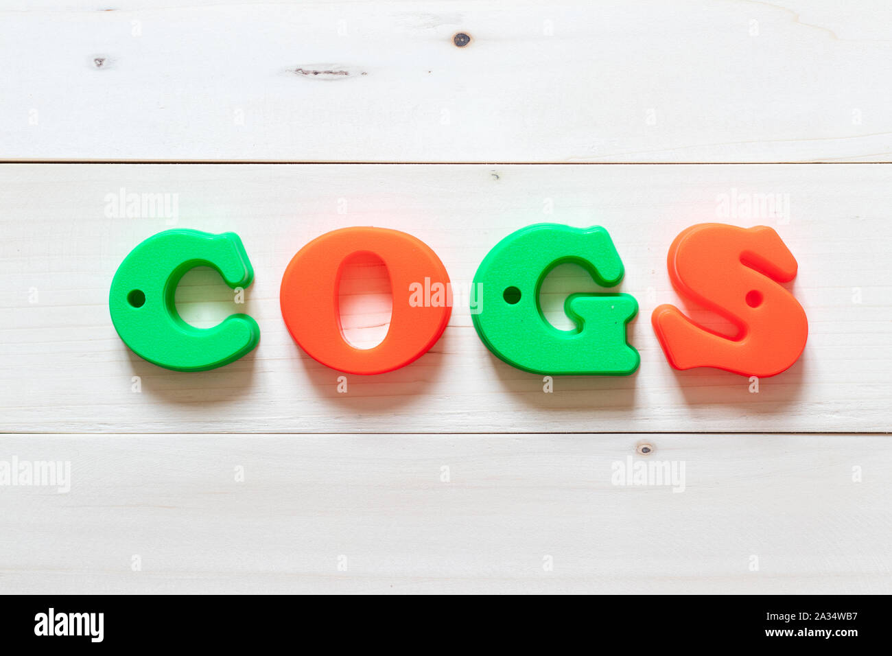 Letter block in word COGS (Abbreviation of Cost of goods sold) on white ...