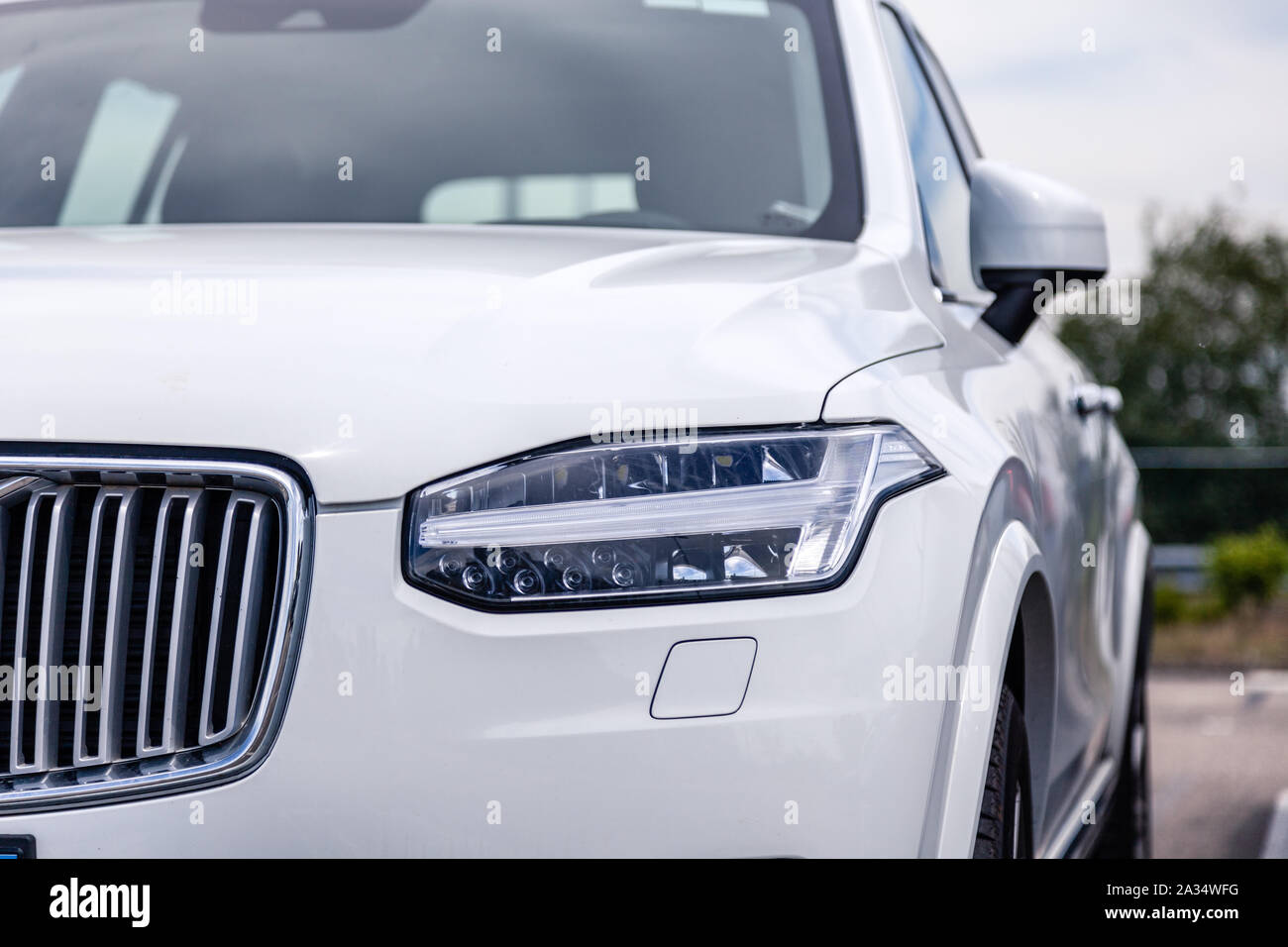 France Lyon 2019-06-18 closeup front part of car, bumper of sedan ... France Lyon 2019-06-18 closeup front part of car, bumper of sedan ...