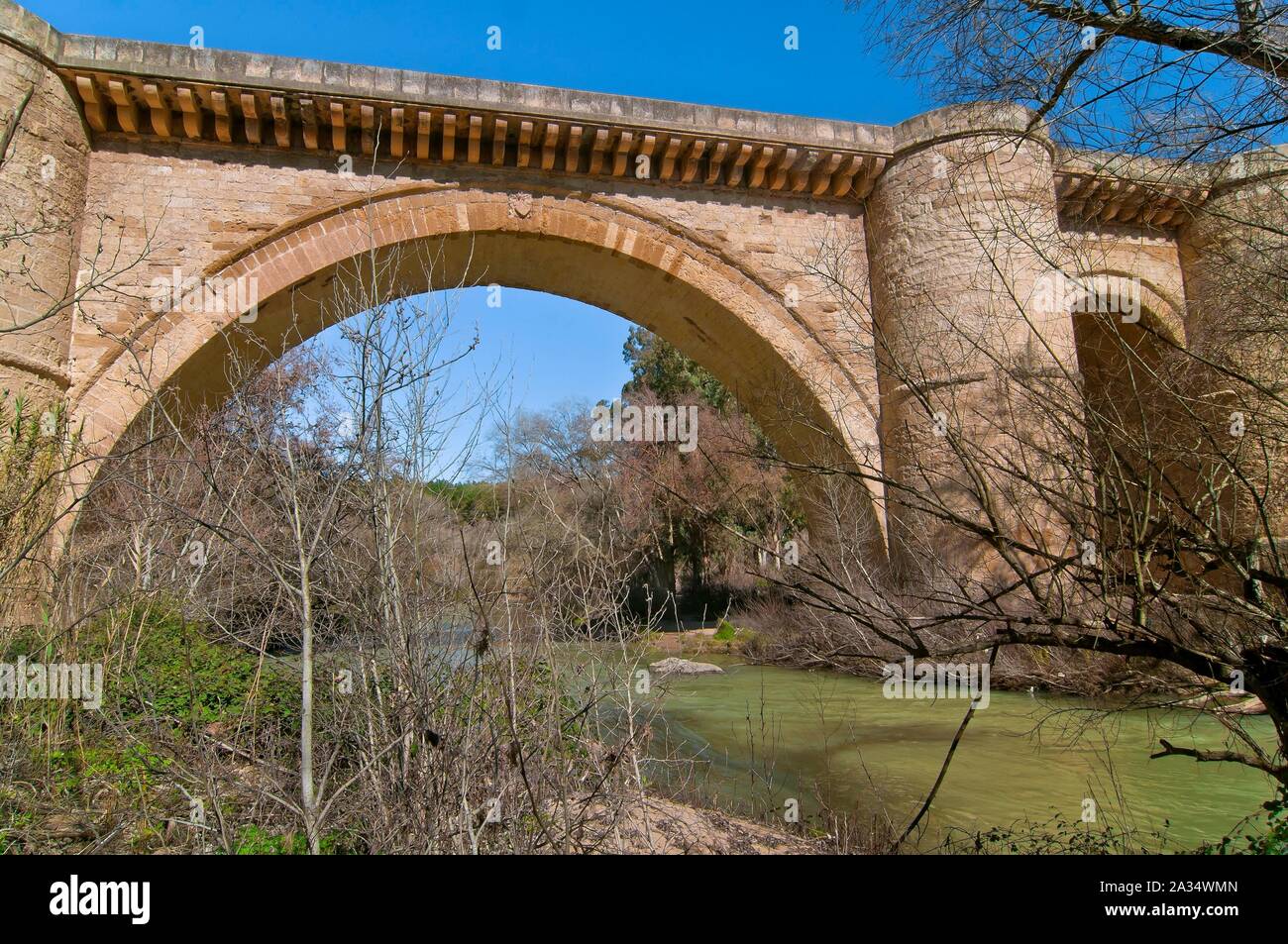 Renaissance bridge and river Genil, 16th century, Benameji, Cordoba ...