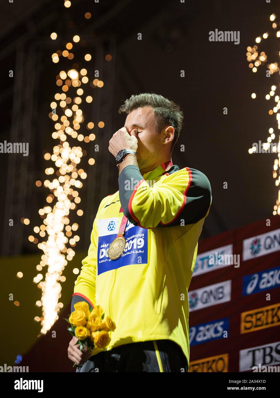 Winner Niklas KAUL (Germany/1st place) kaempft with the tears of the ...