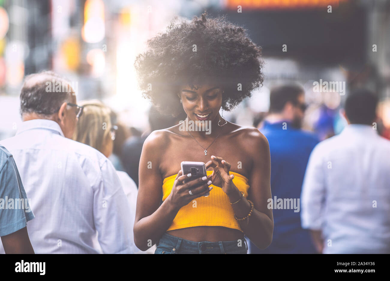 Times square tourist girl hi-res stock photography and images - Alamy