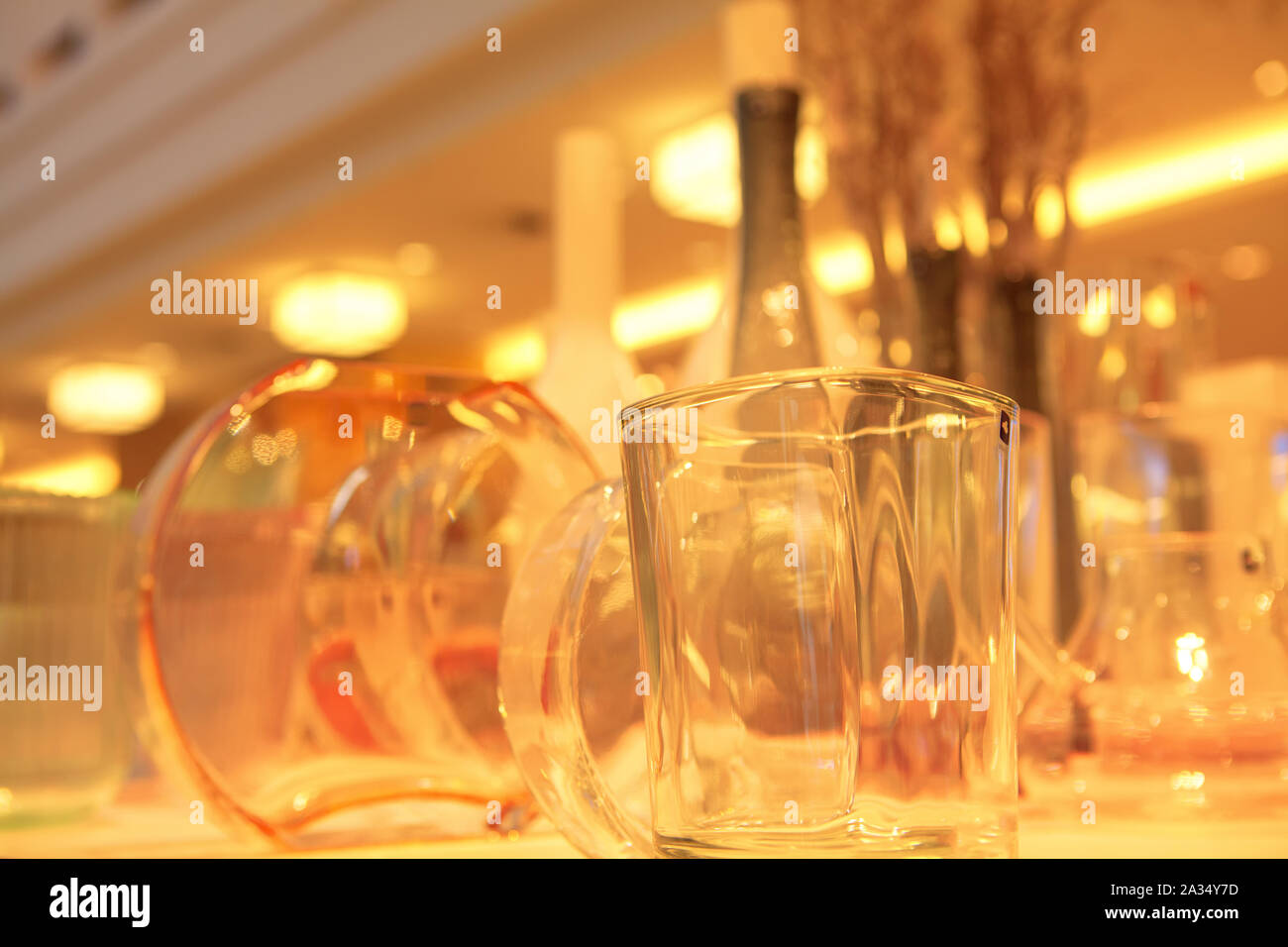 glass objects on the showcase Stock Photo - Alamy