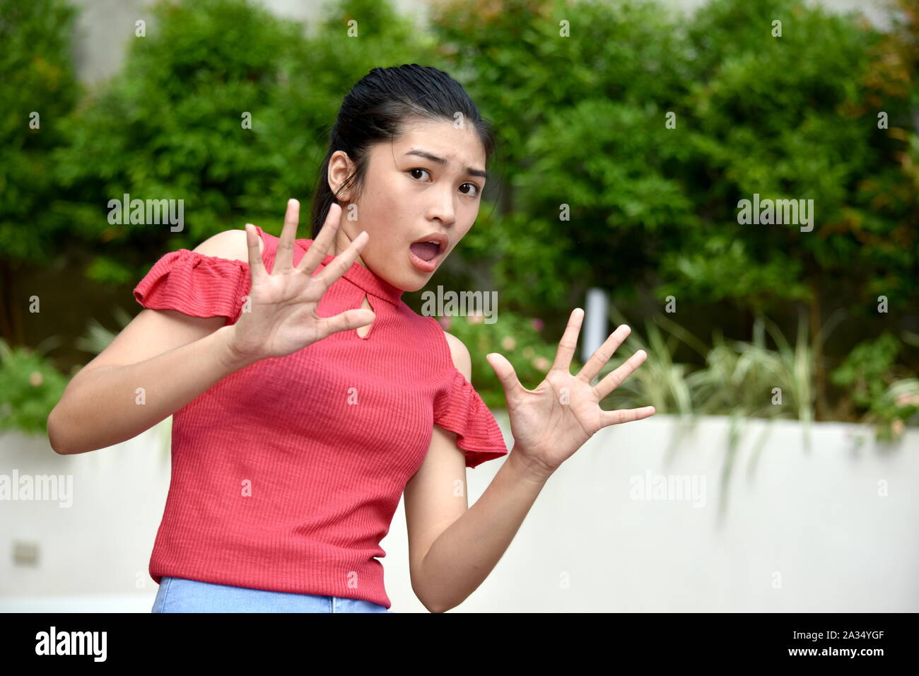 An A Fearful Girl Youth Stock Photo - Alamy