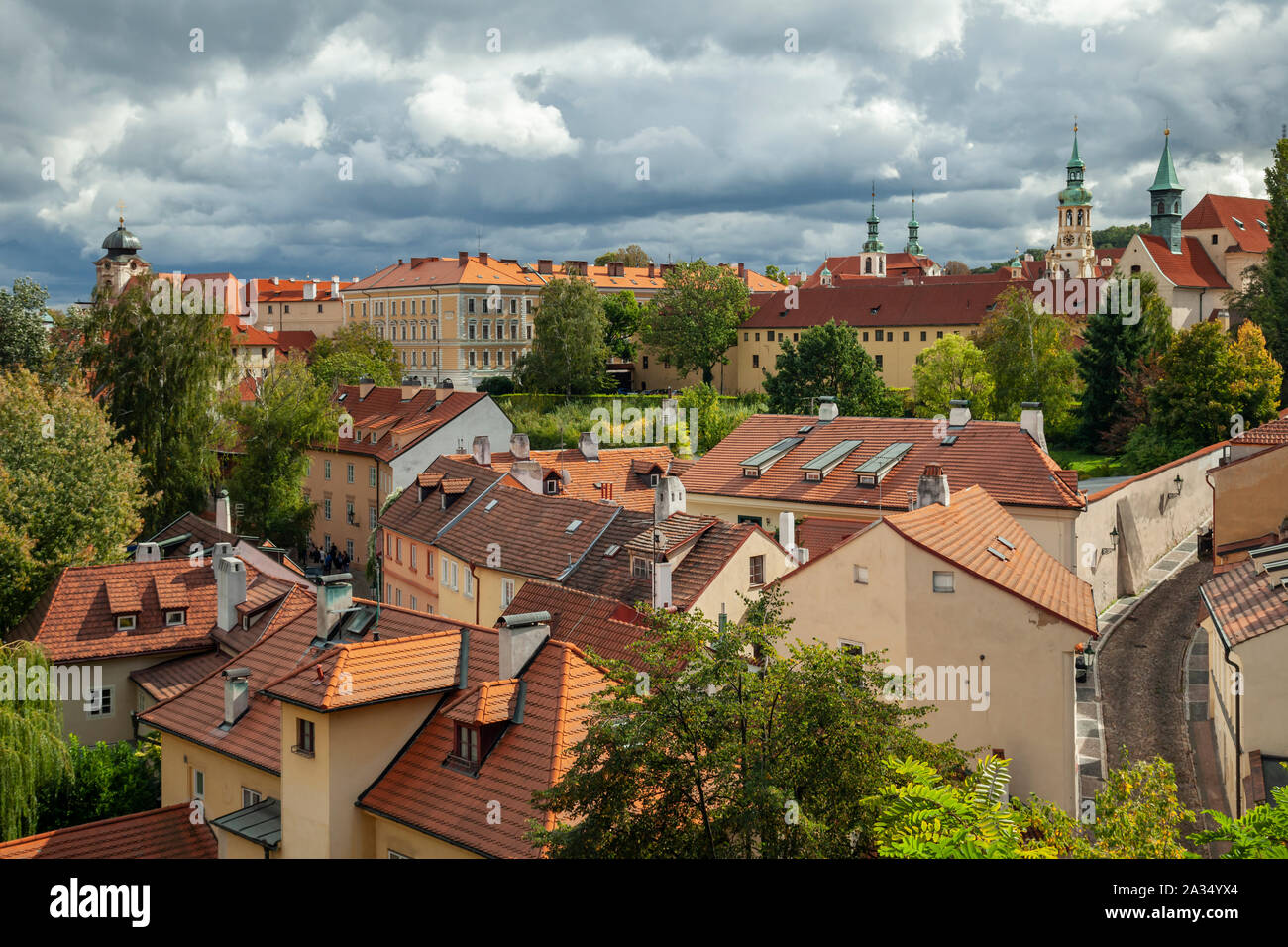 Autumn afternoon in Hradcany district of Prague, Czechia Stock Photo ...