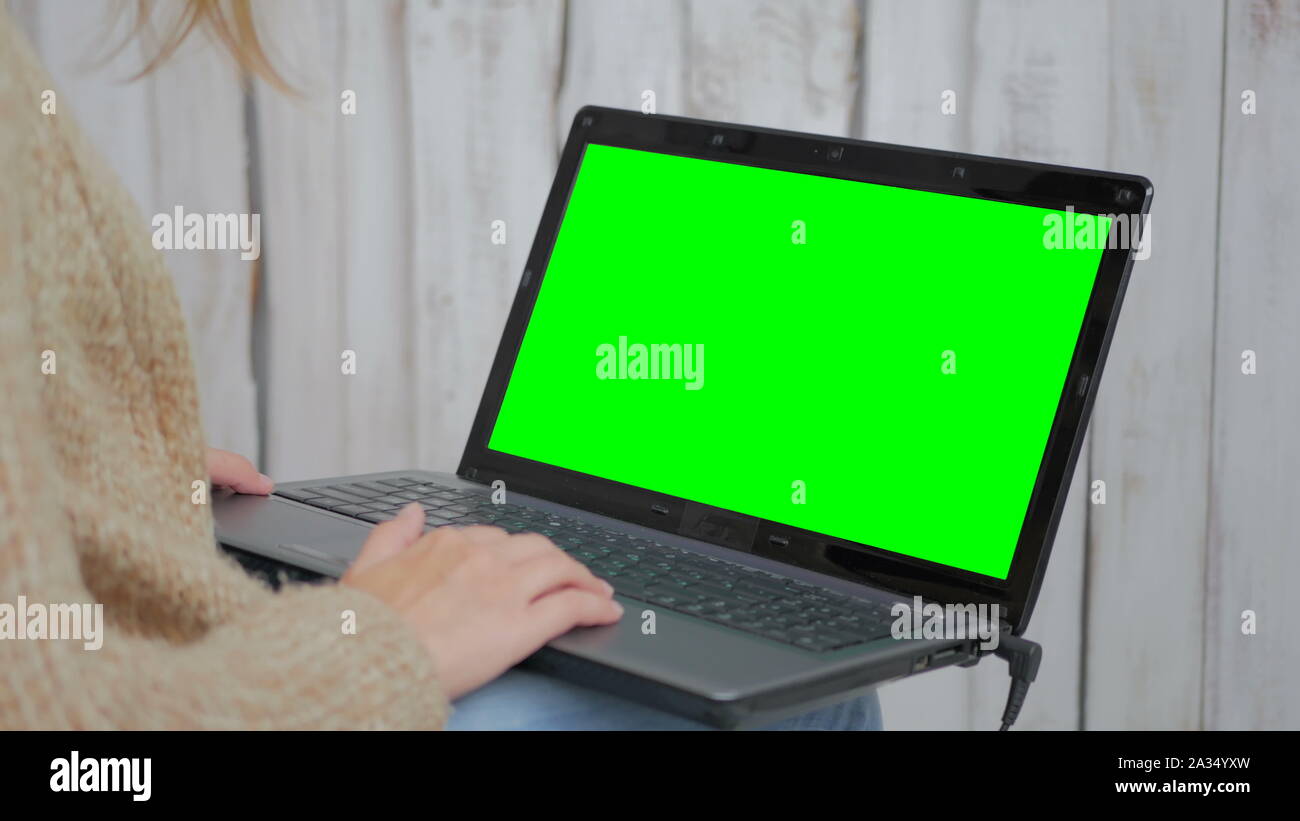 Woman touching laptop touchpad close hi-res stock photography and ...