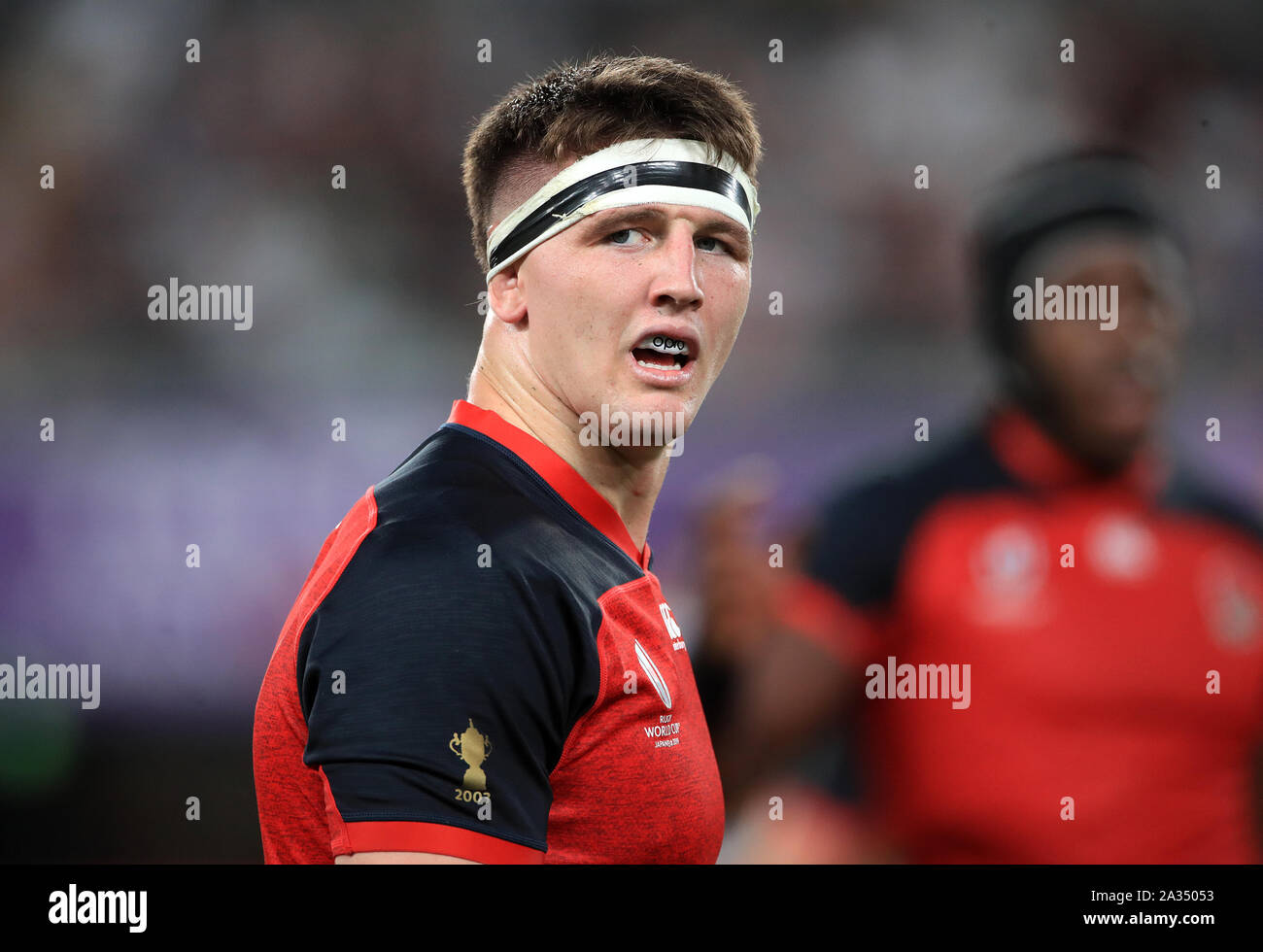 England's Tom Curry during the 2019 Rugby World Cup Pool C match at ...