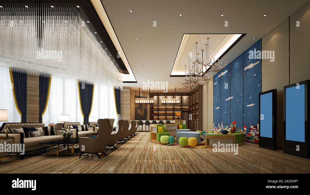 3d render of building reception lobby Stock Photo - Alamy