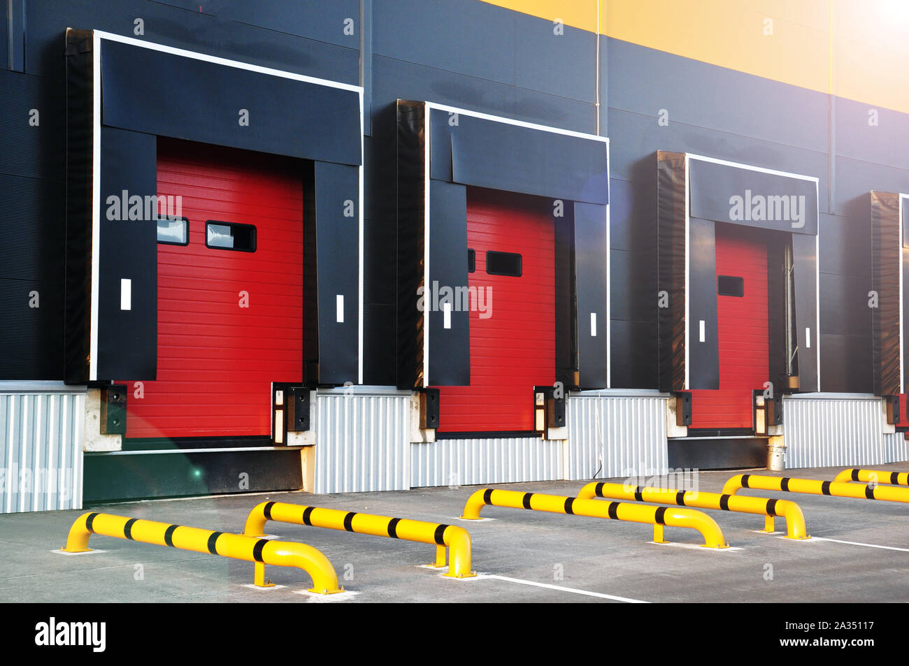 Empty loading dock of a large warehouse. Modern warehouse complex Stock ...