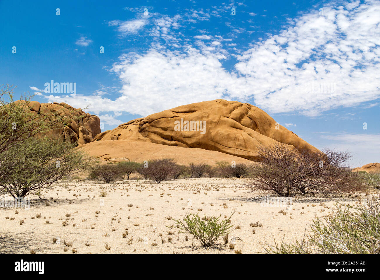 Rock formation in the middle of a steppe, Erongo, Namibia, Africa Stock ...