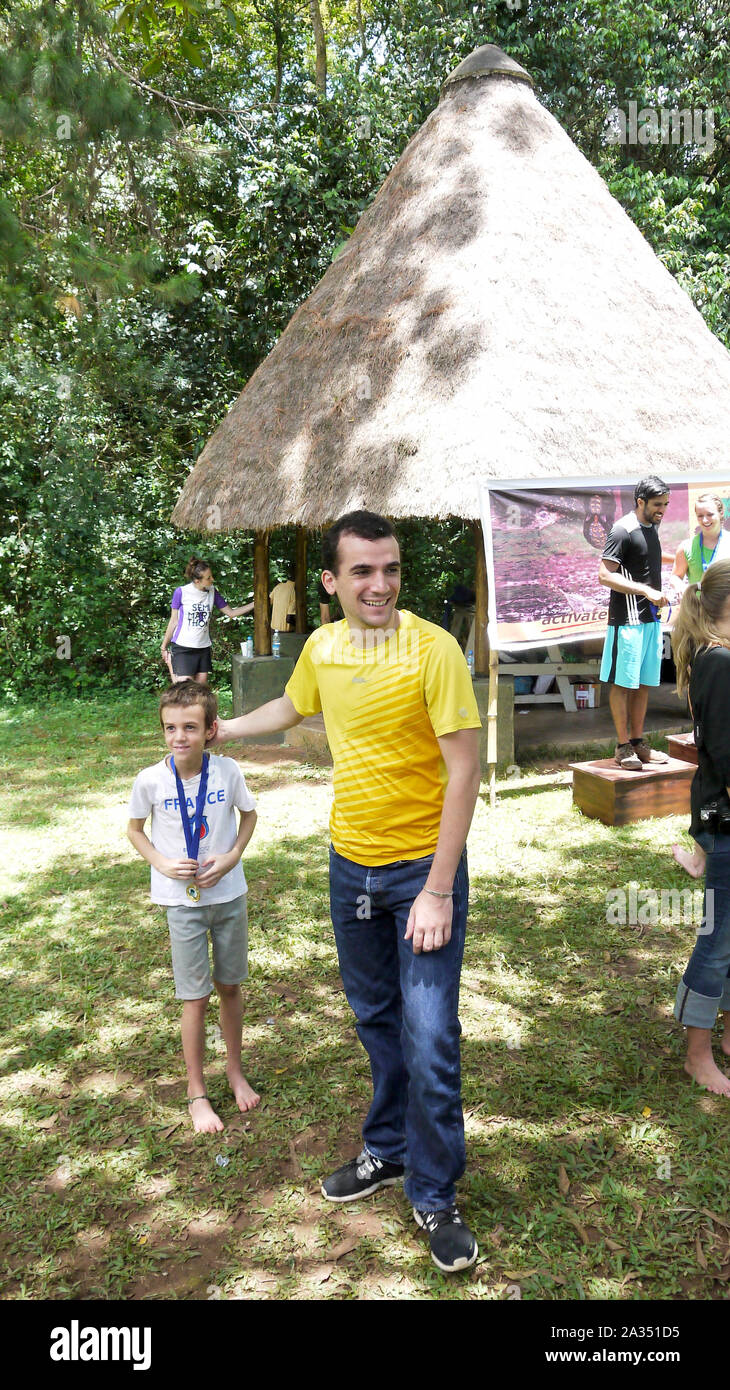 Tourists pictured at Mpanga Forest eco-tourism side in Mpigi, Uganda ...