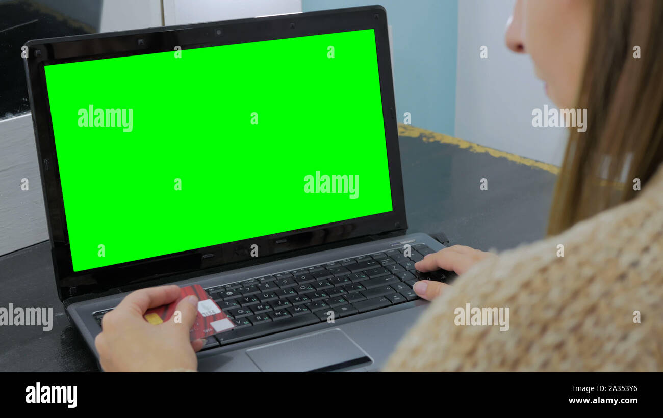 Hands typing green screen computer hi-res stock photography and images ...