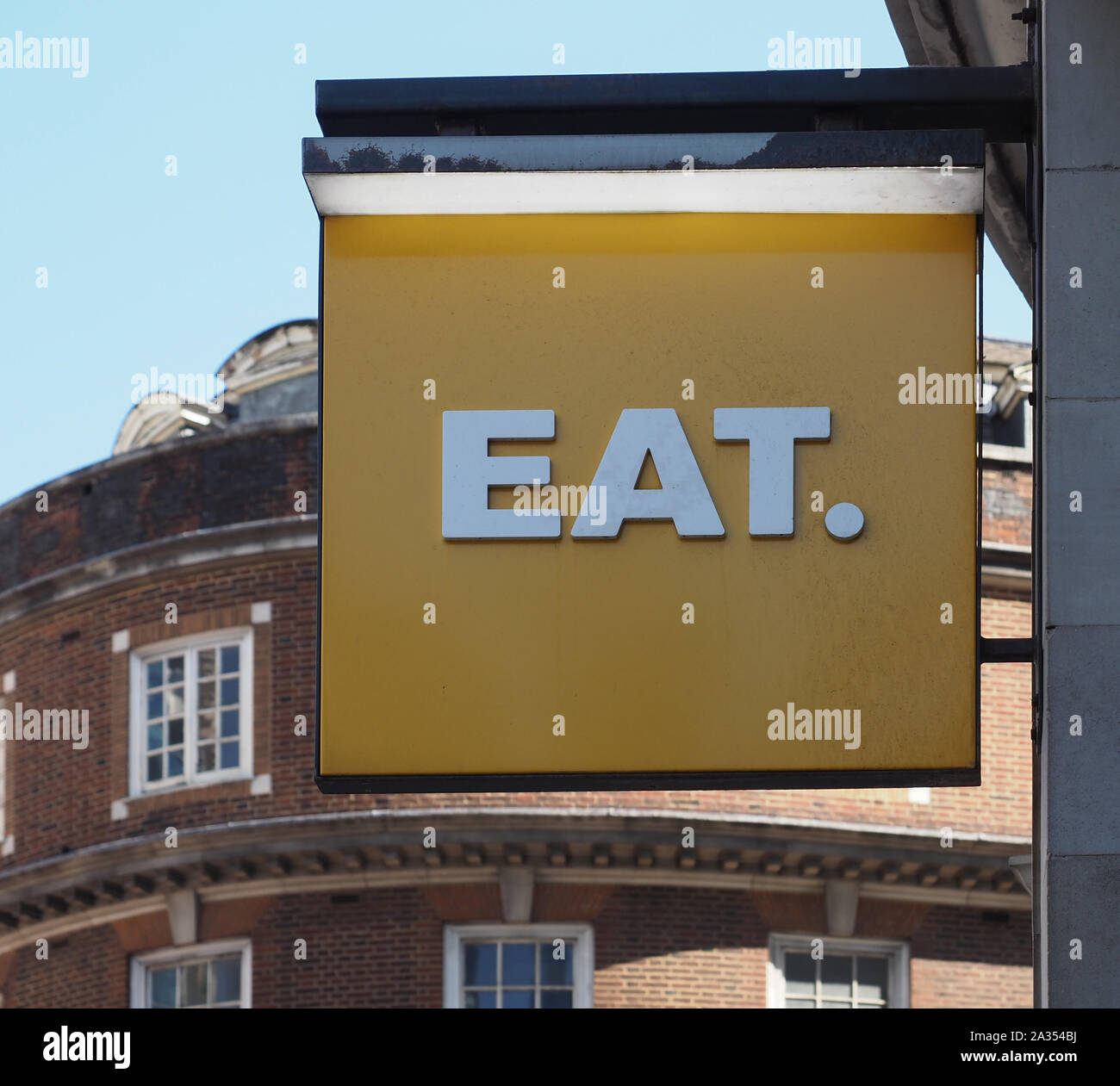 LONDON, UK - CIRCA SEPTEMBER 2019: Eat. The Real Food Company sign ...