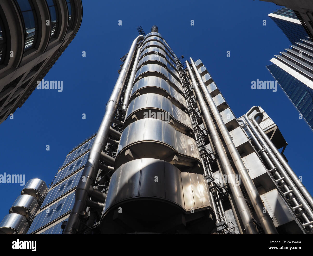 LONDON, UK - CIRCA SEPTEMBER 2019: Lloyd of London high tech skyscraper ...