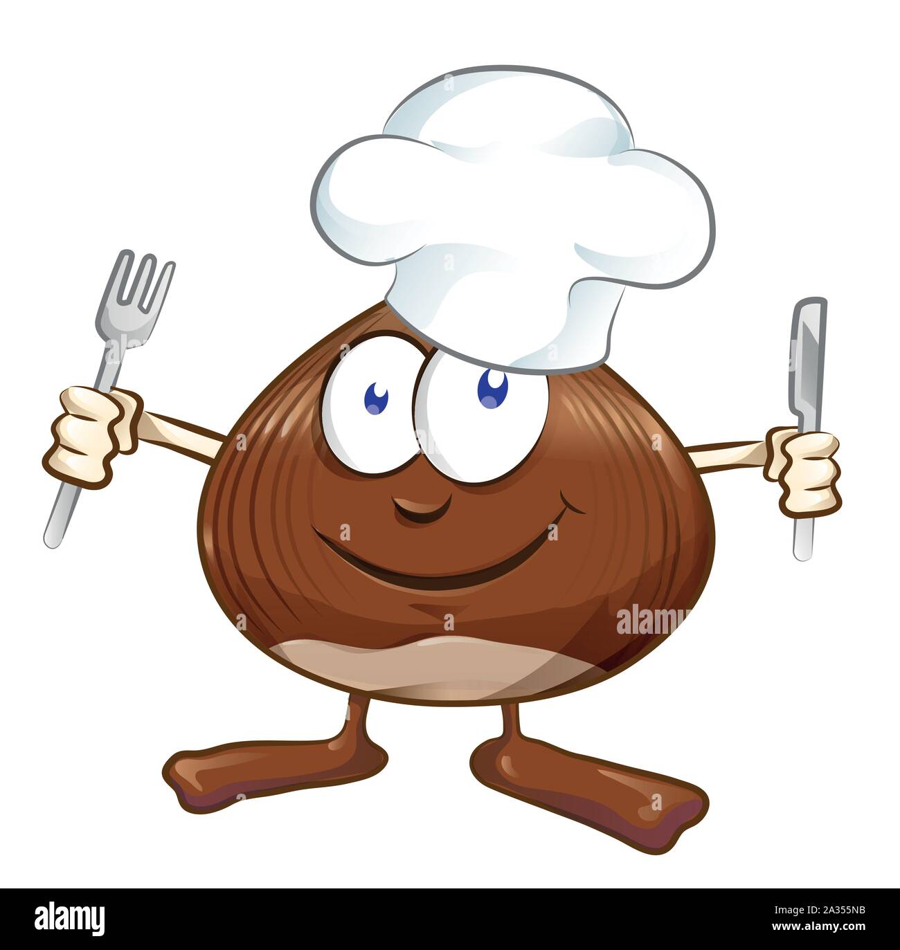 chestnut cartoon chef isolated on white . illustration mascot Stock ...