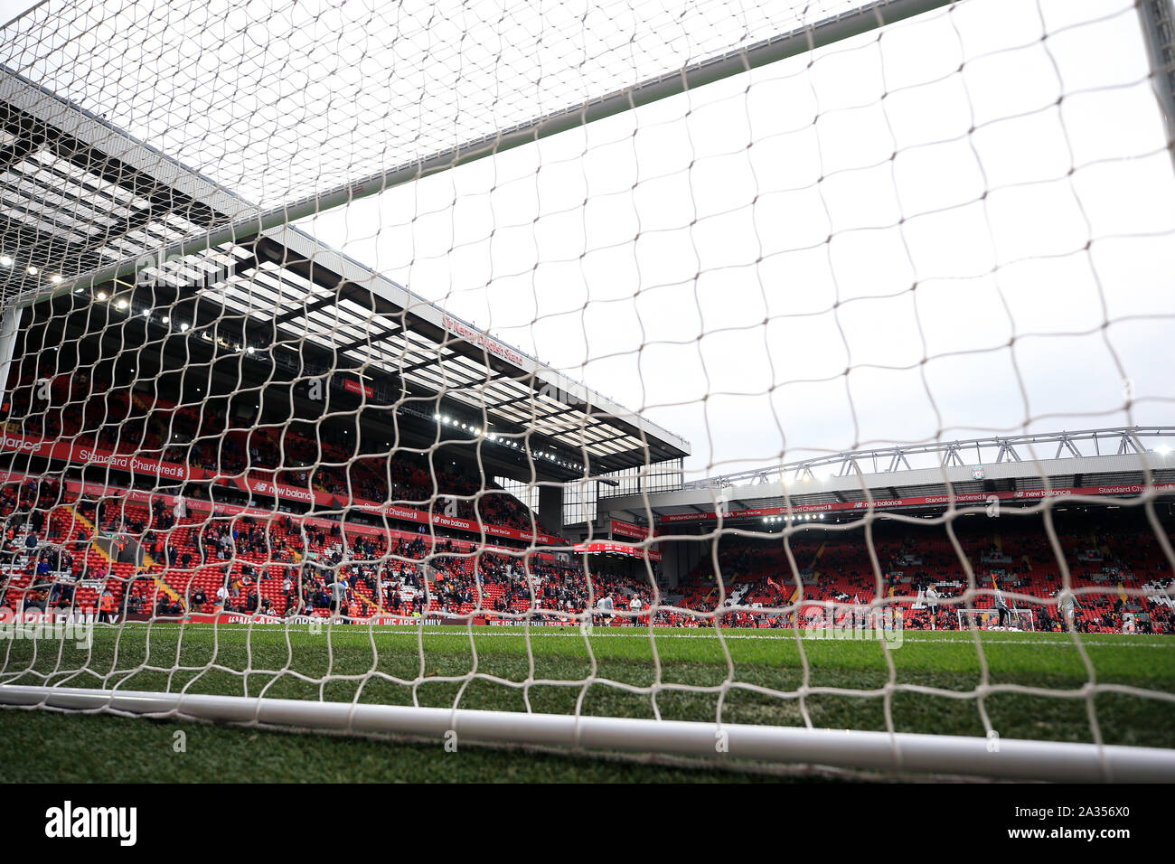 A general view of the pitch from behind the goal ahead of the Premier ...