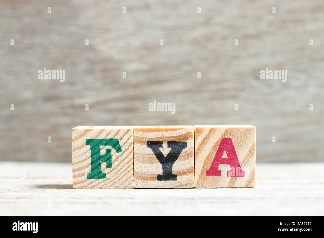 Letter block in word FYA (Abbreviation of For your action or attention ...