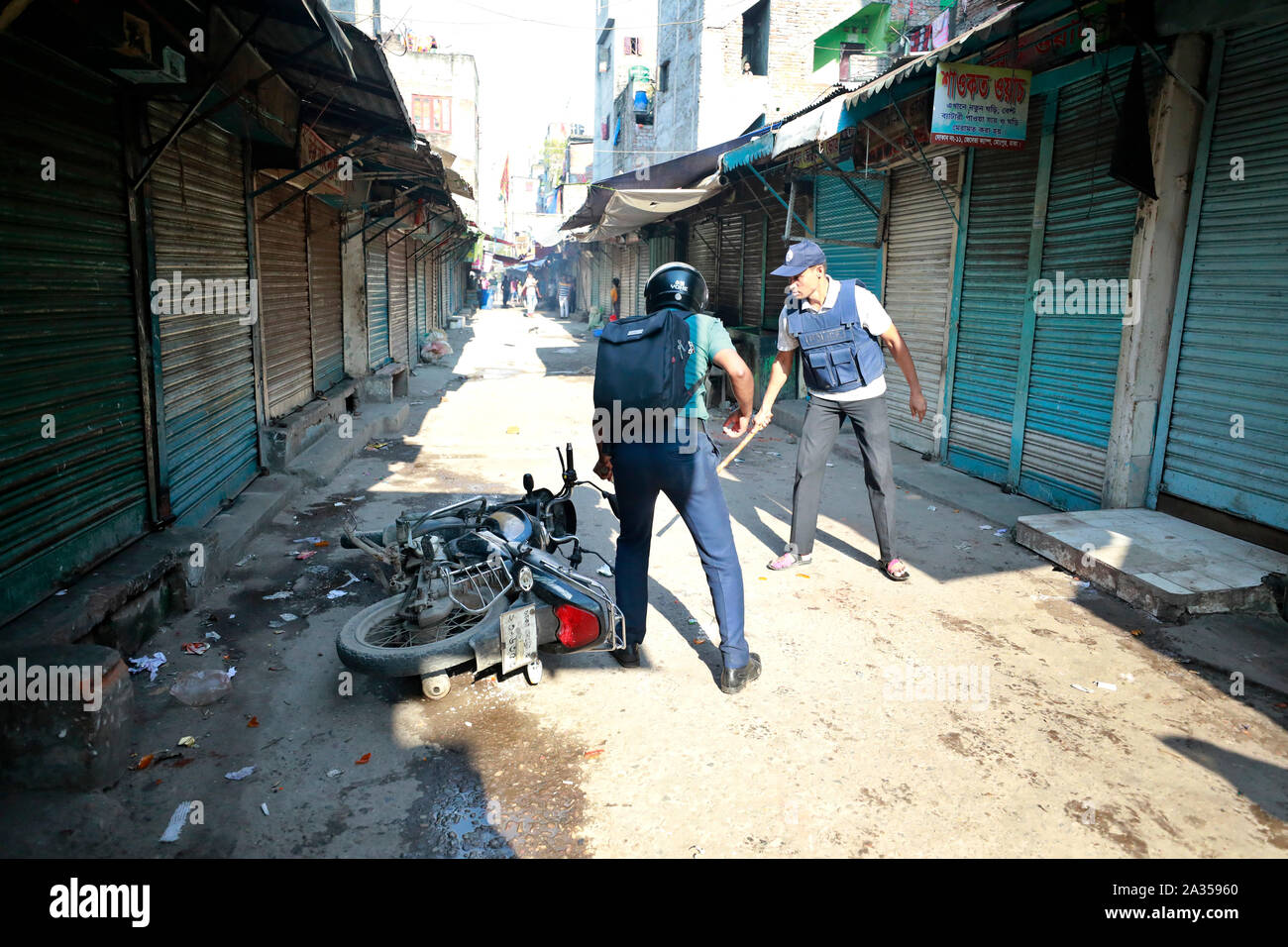 Dhaka, Bangladesh - October 06, 2019: Disgruntled residents of Geneva Camp have clashed with ...