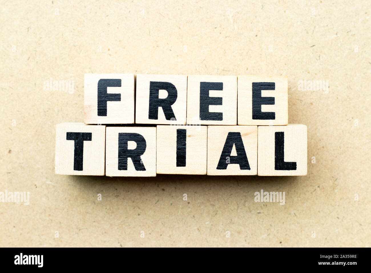 Letter block in word free trial on wood background Stock Photo - Alamy