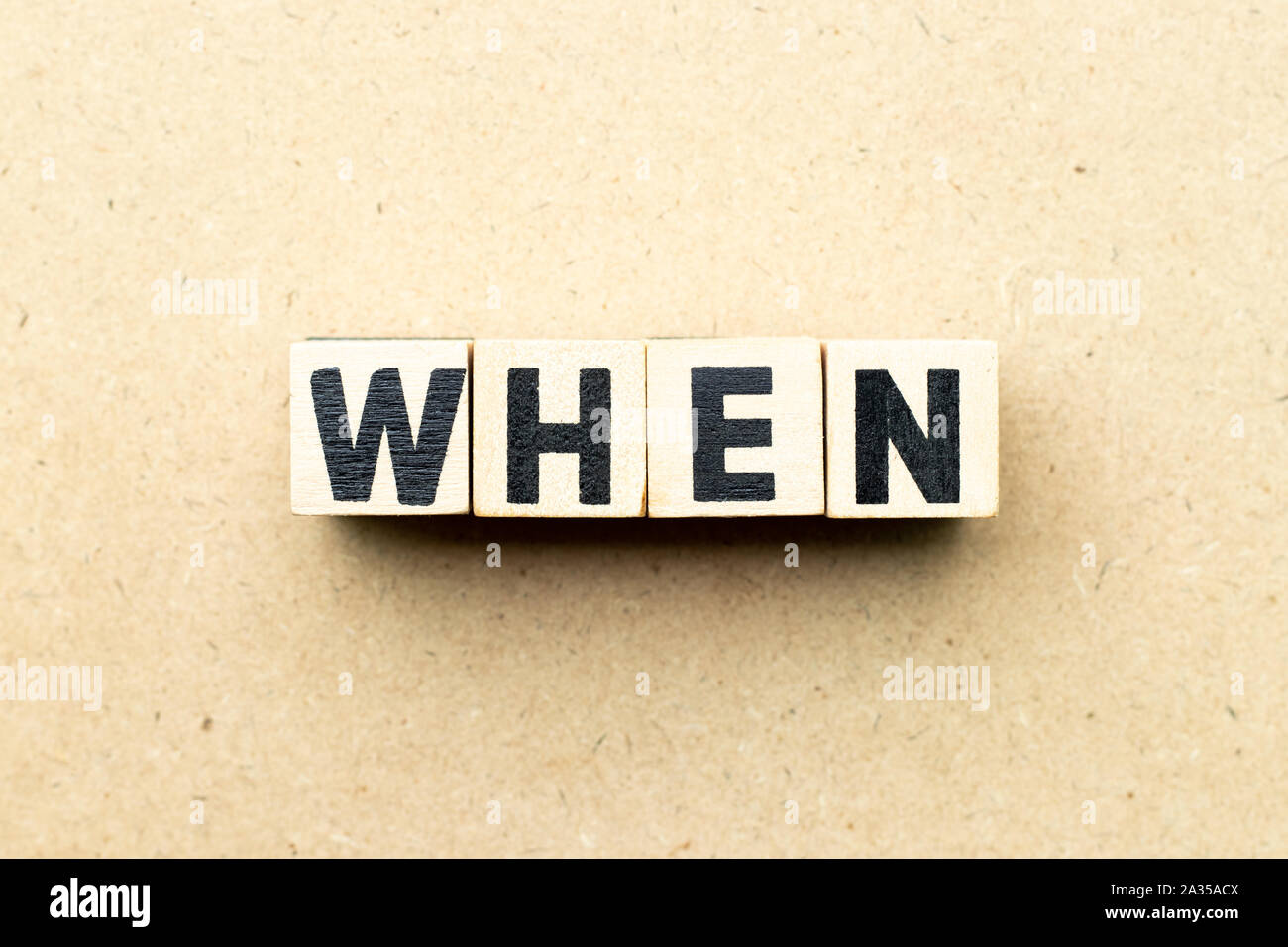 Letter block in word when on wood background Stock Photo - Alamy