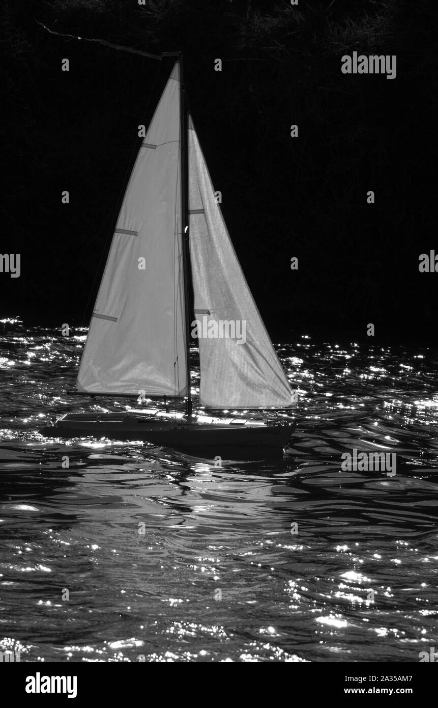 Sail ship toy model Black and White Stock Photos & Images - Alamy