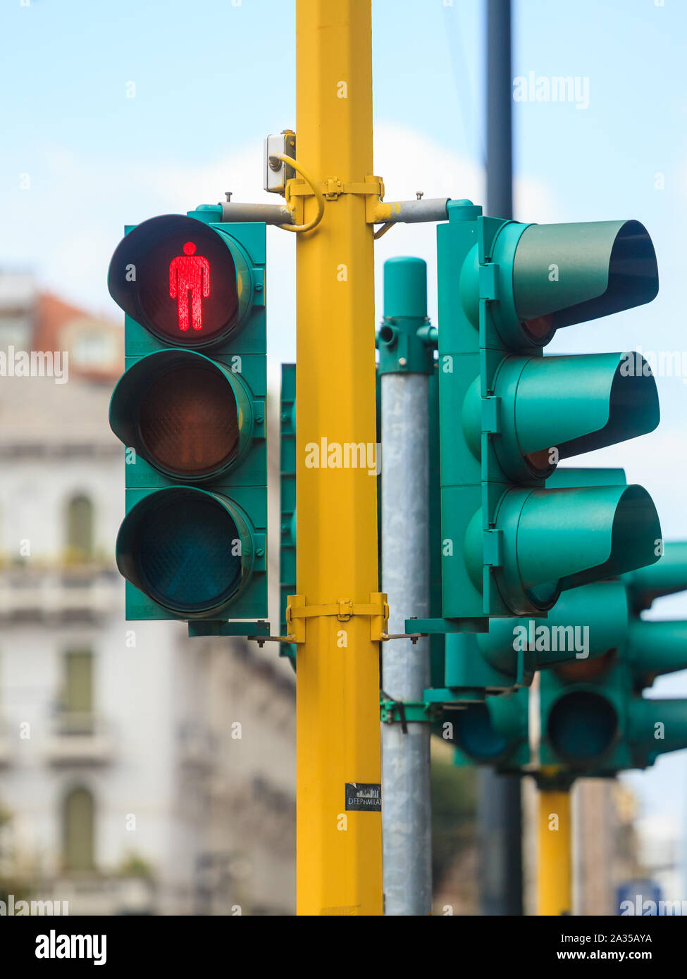 Traffic light with red light on. Traffic sighs. Transportation Stock ...