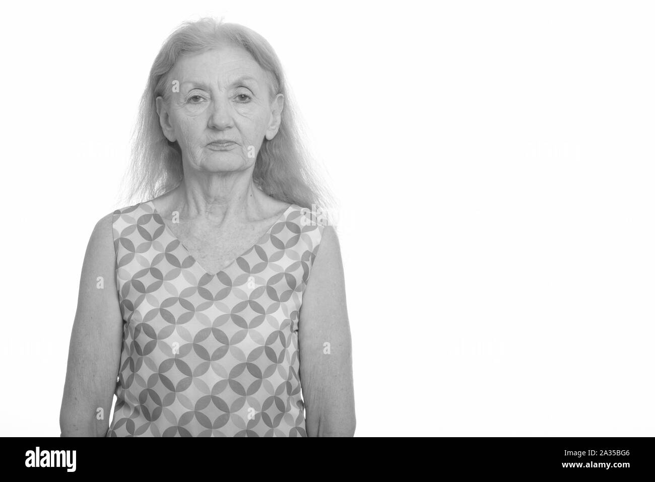 Studio shot of senior woman in black and white Stock Photo - Alamy