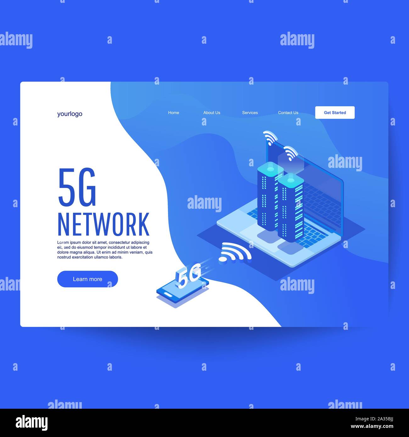 5G new wireless internet wifi connection. Can use for web banner ...