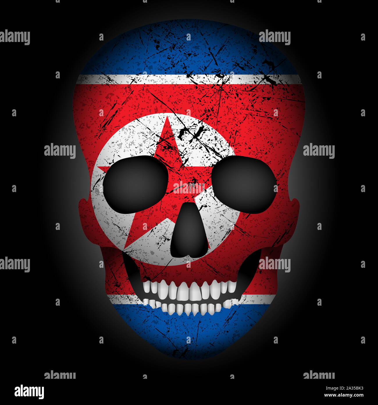 Skull flag North Korea on a black background. Vector illustration Stock ...