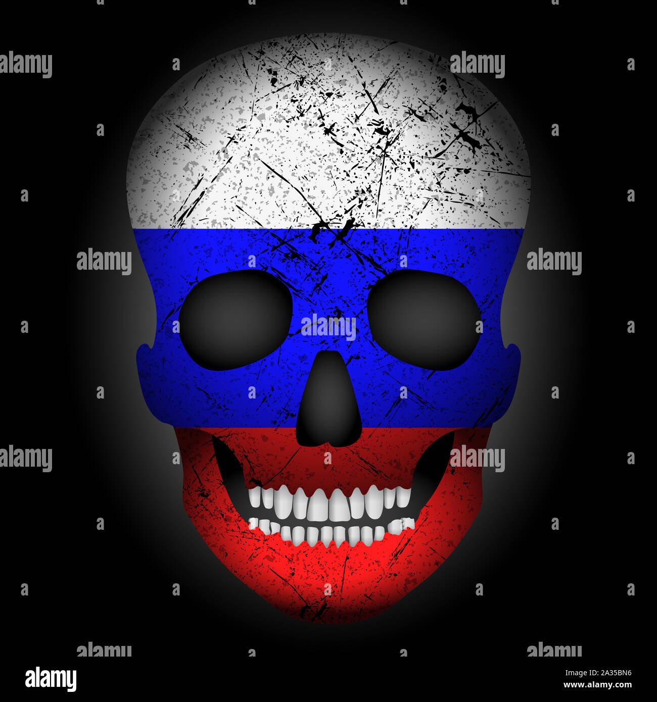 Skull flag Russia on a black background. Vector illustration Stock ...