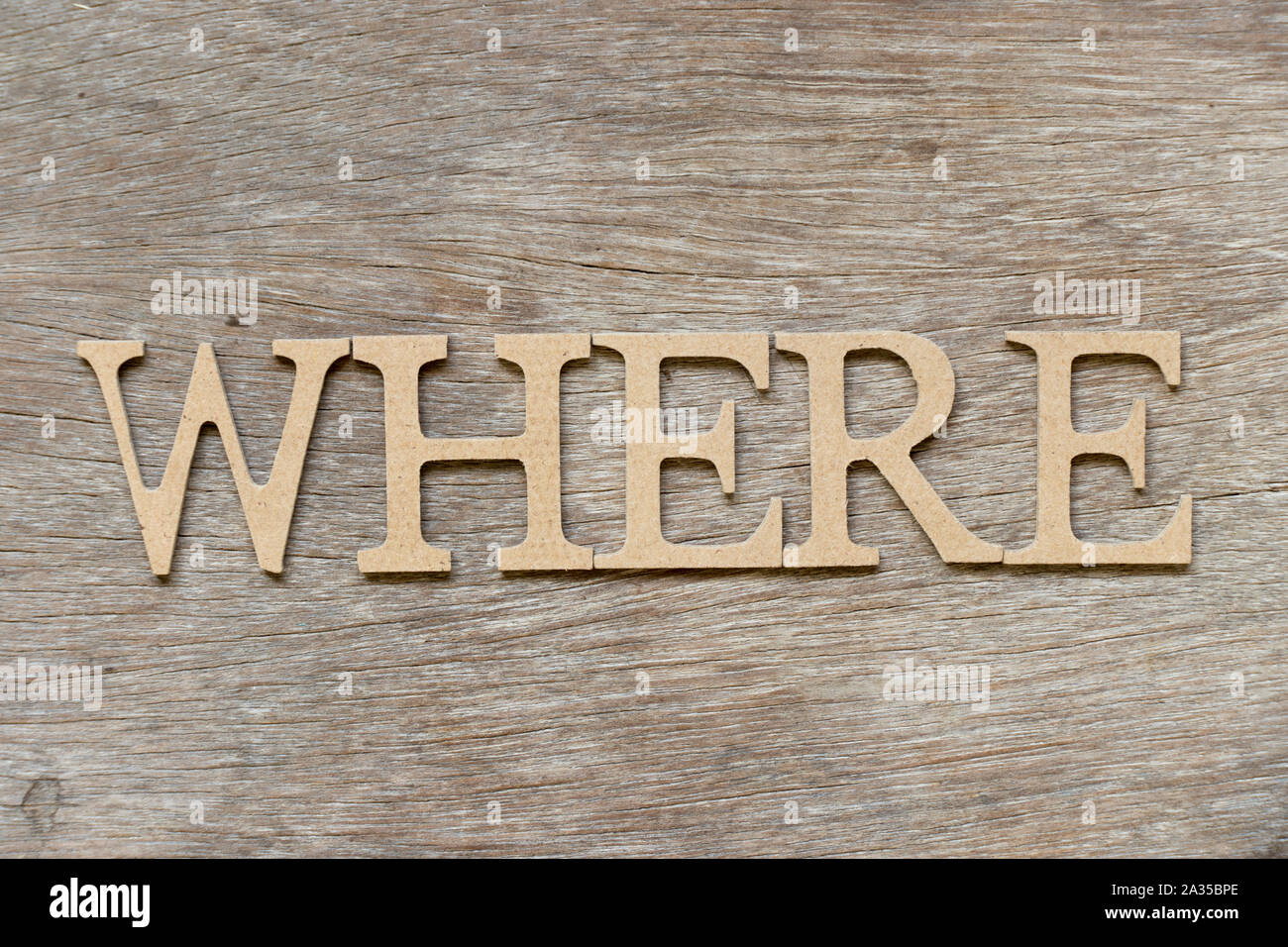 Alphabet letter in word where on wood background Stock Photo - Alamy