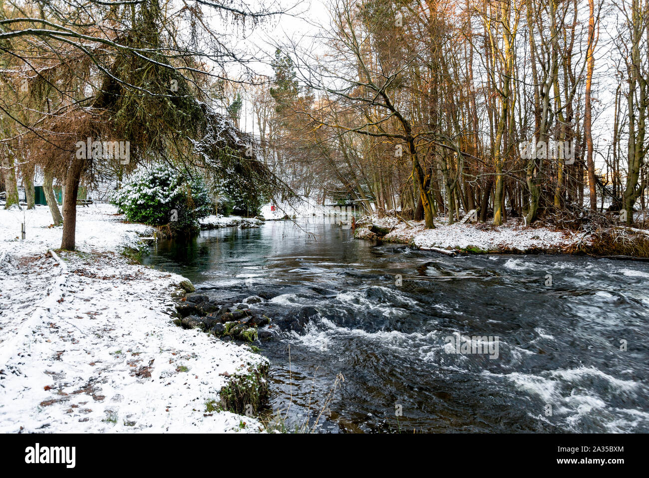 Beautiful and scenic shallow stream of Don river flowing through Seaton ...