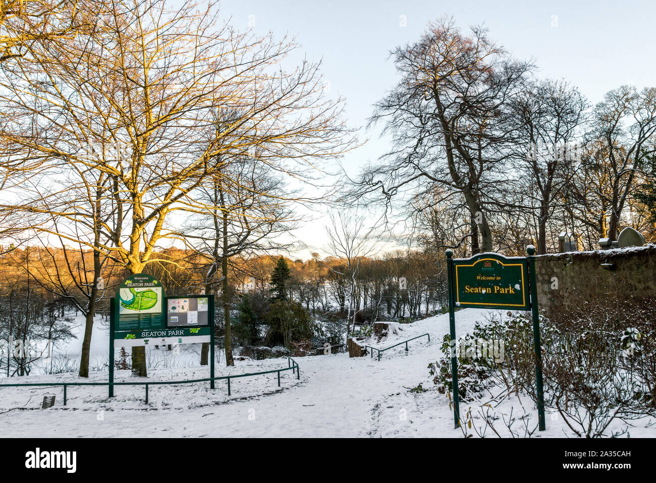 Entrance to Seaton park near St Machar's Cathedral and information ...