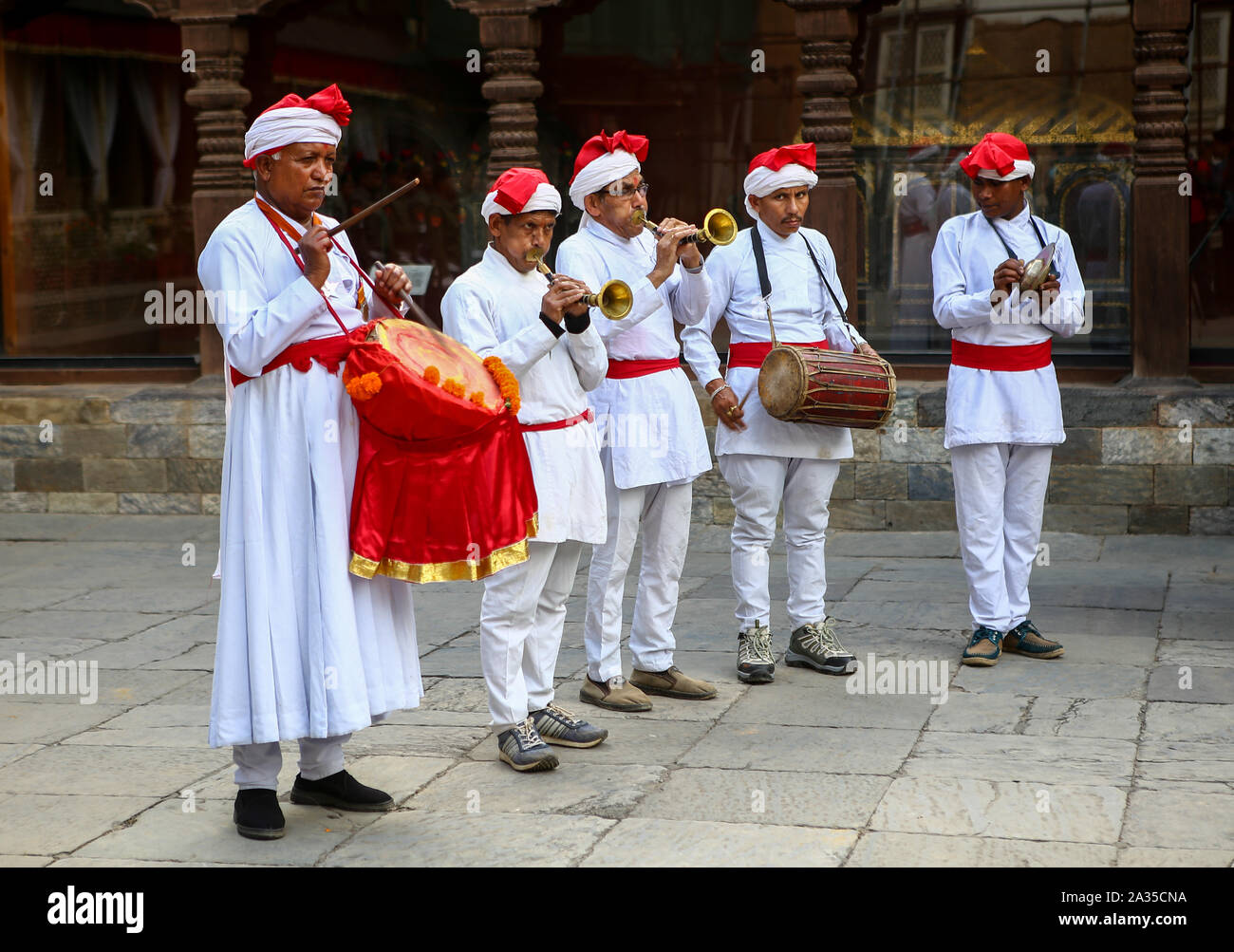 Kathmandu, Nepal. 05th Oct, 2019. Nepali Hindu devotees play ...