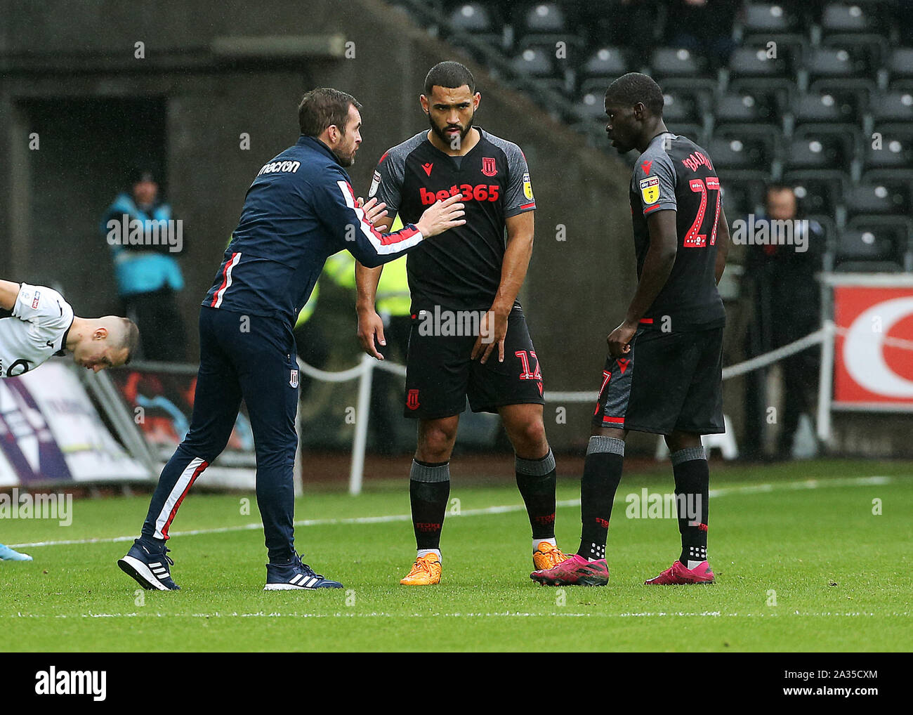 Stoke city manager nathan jones gives instruction hi-res stock ...