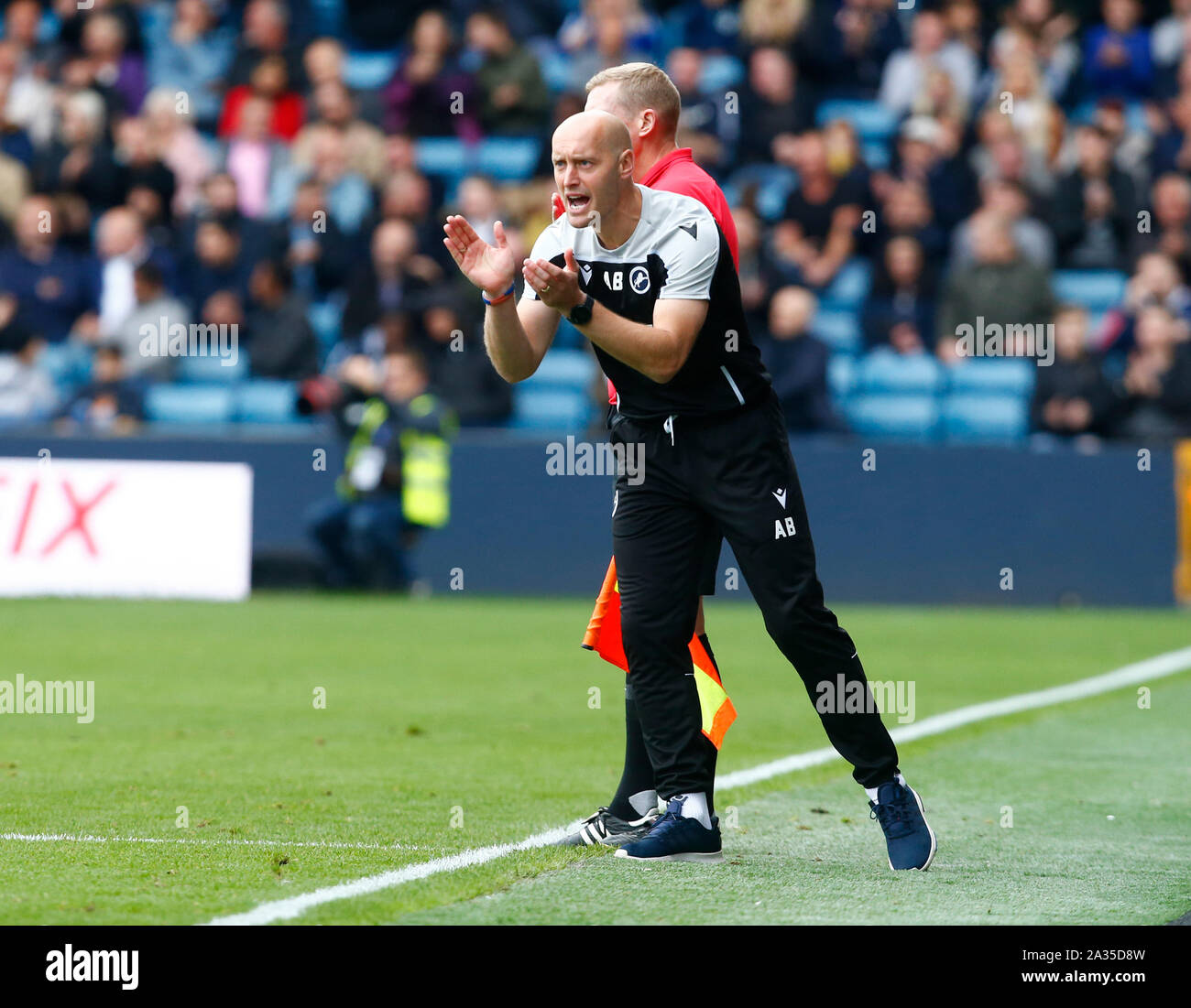 London, UK. 5th Oct, 2019. Adam Barret manager of Millwall during ...