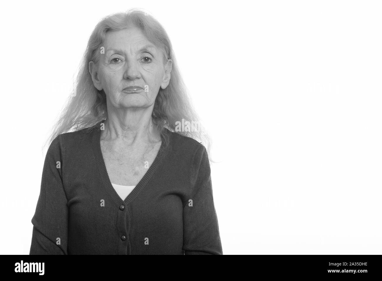 Studio shot of senior woman in black and white Stock Photo - Alamy