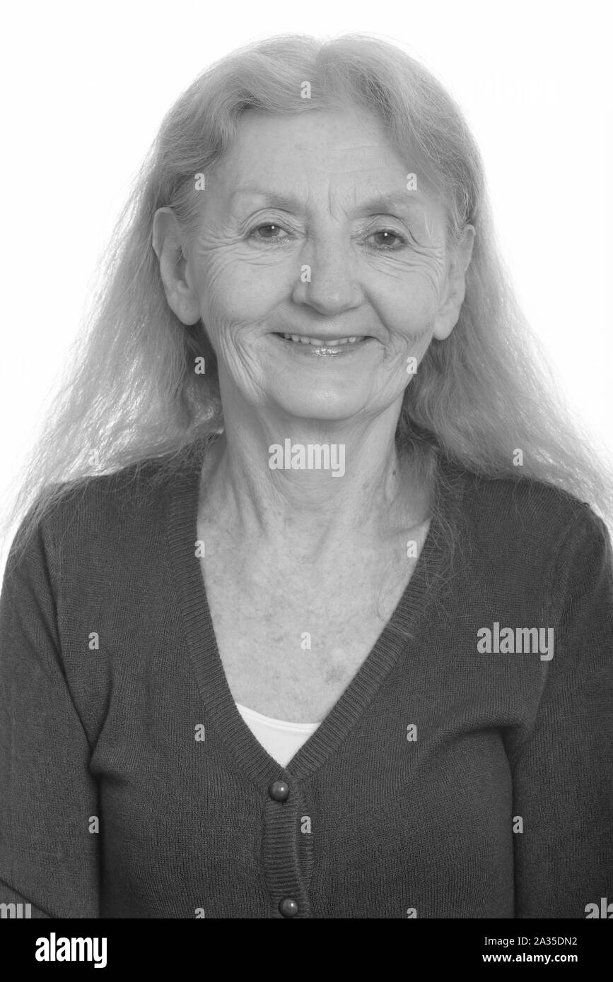 Face smiling senior old woman Black and White Stock Photos & Images - Alamy
